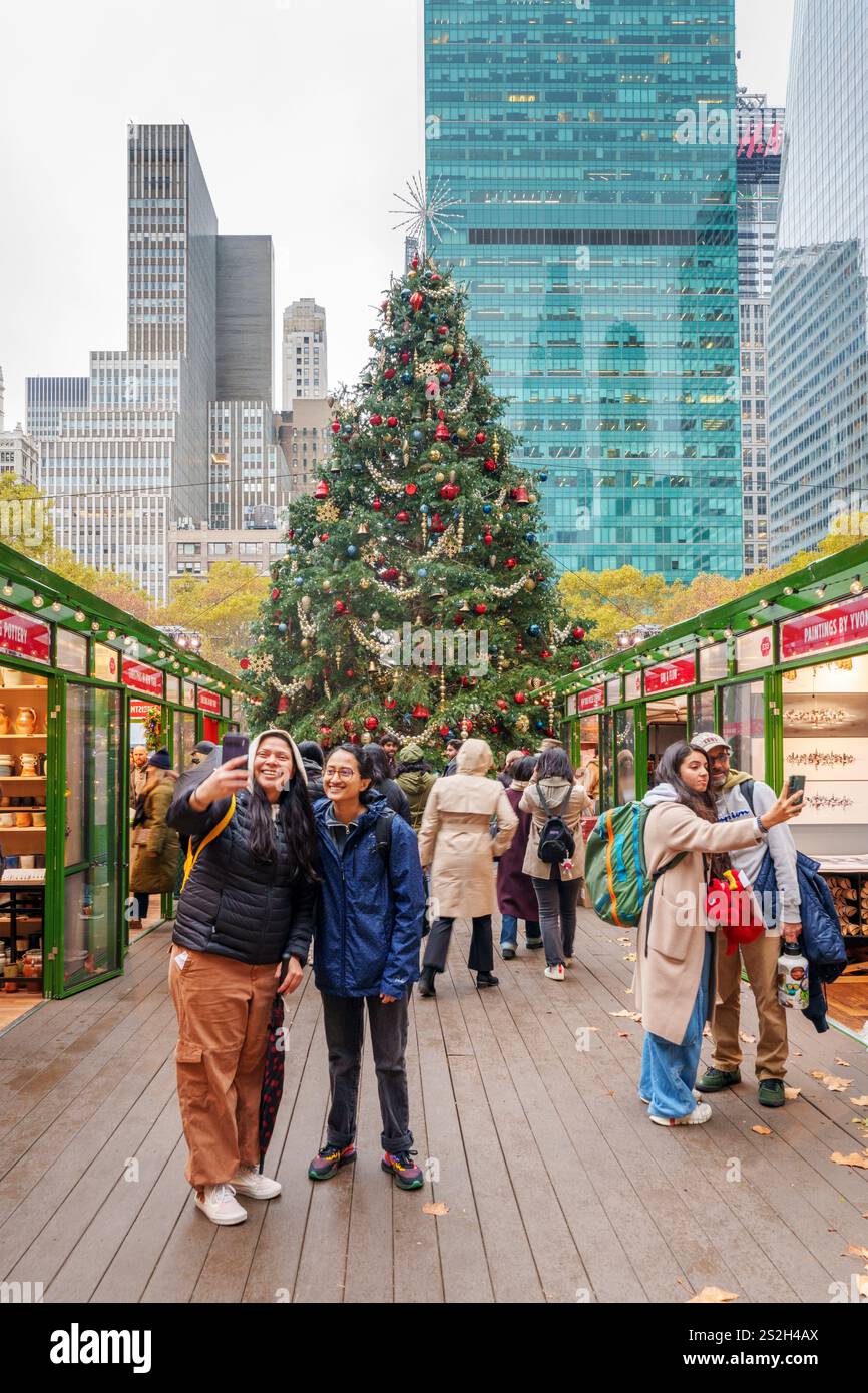 Bryant Park and Christmas Market Manhattan, New York City New York, USA ...