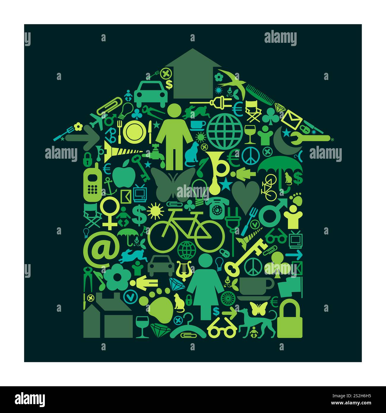 Collage of people and objects inside house Stock Vector Image & Art - Alamy