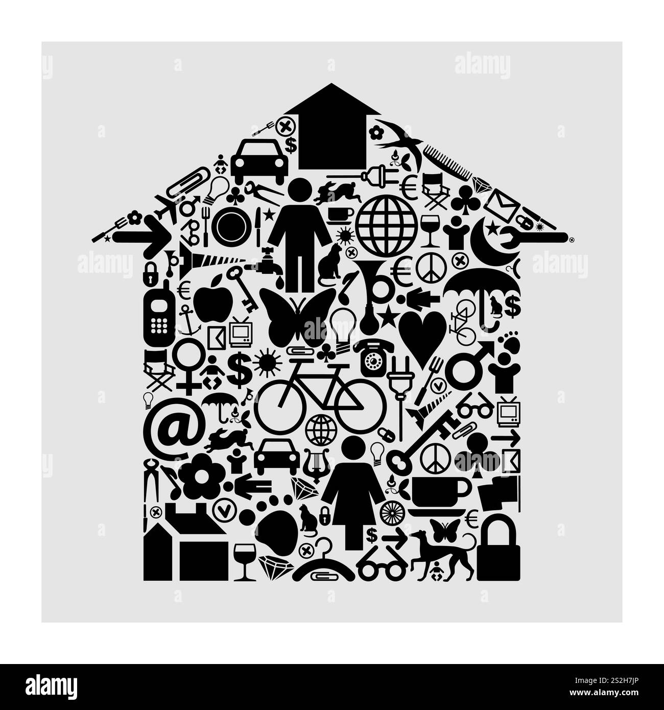 Collage of people and objects inside house Stock Vector Image & Art - Alamy