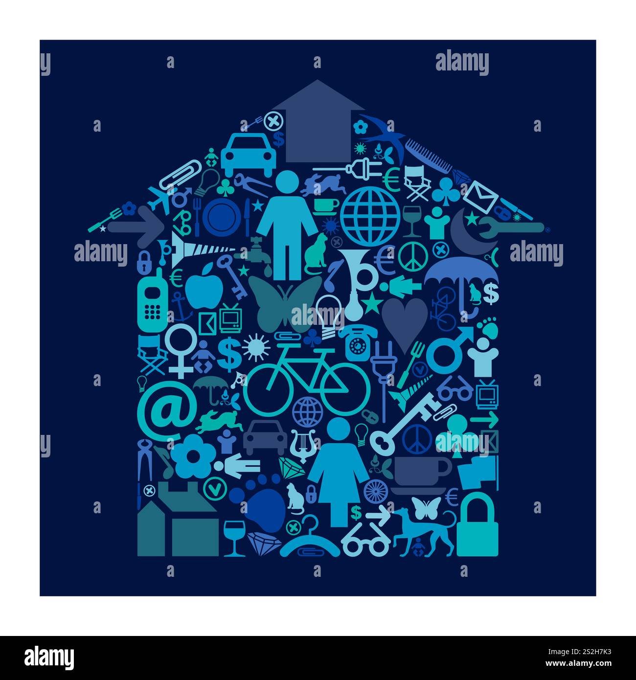 Collage of people and objects inside house Stock Vector Image & Art - Alamy