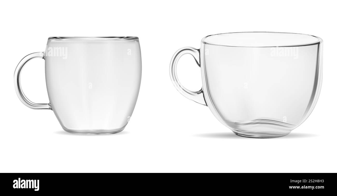 Transparent glass tea coffee cup mockup, isolated template. Restaurant ...