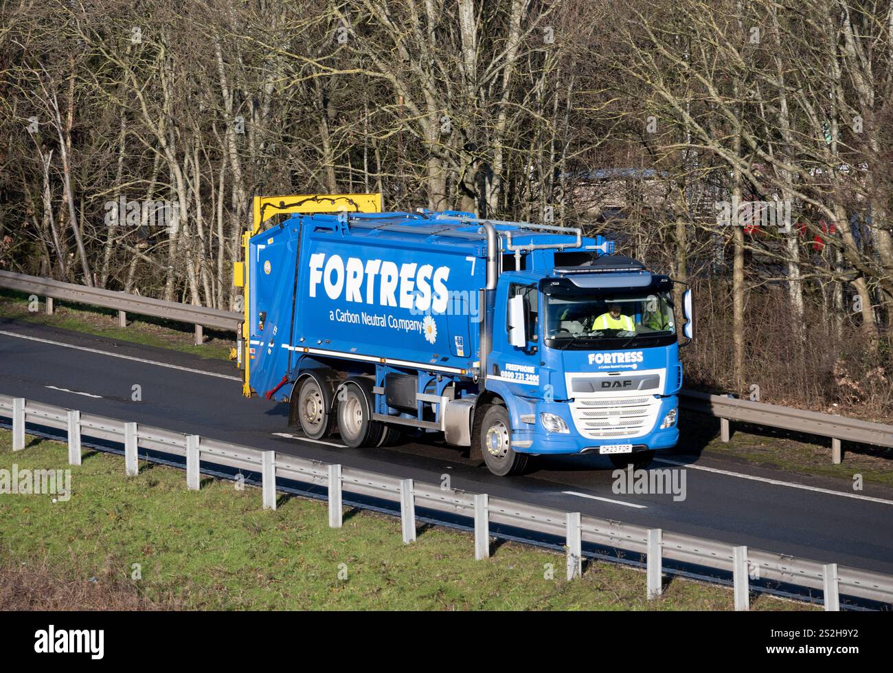 Fortress lorry joining the M40 motorway at Junction 15, Warwick, UK ...