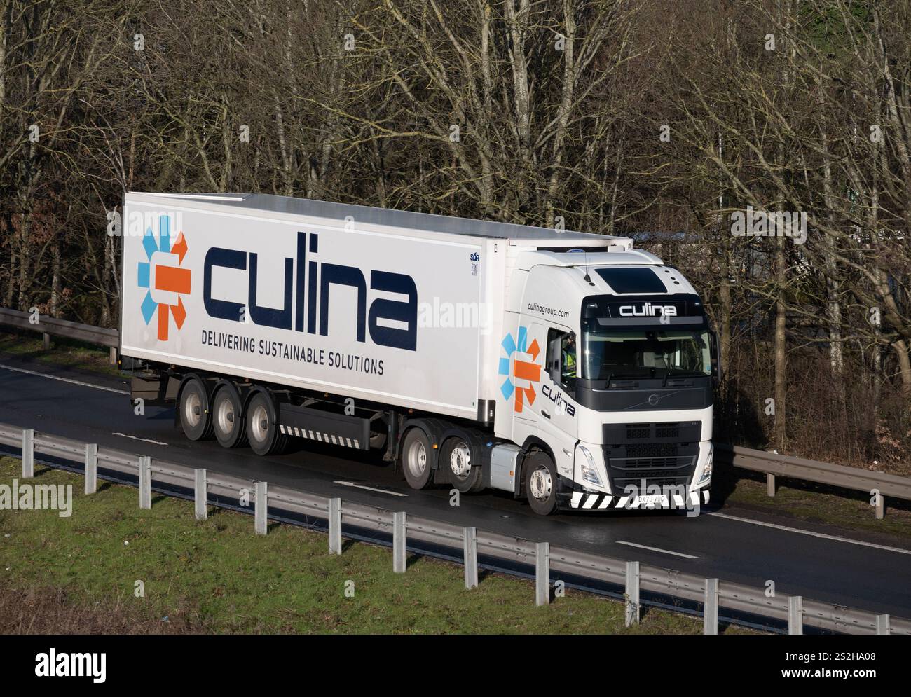 Culina lorry joining the M40 motorway at Junction 15, Warwick, UK Stock ...