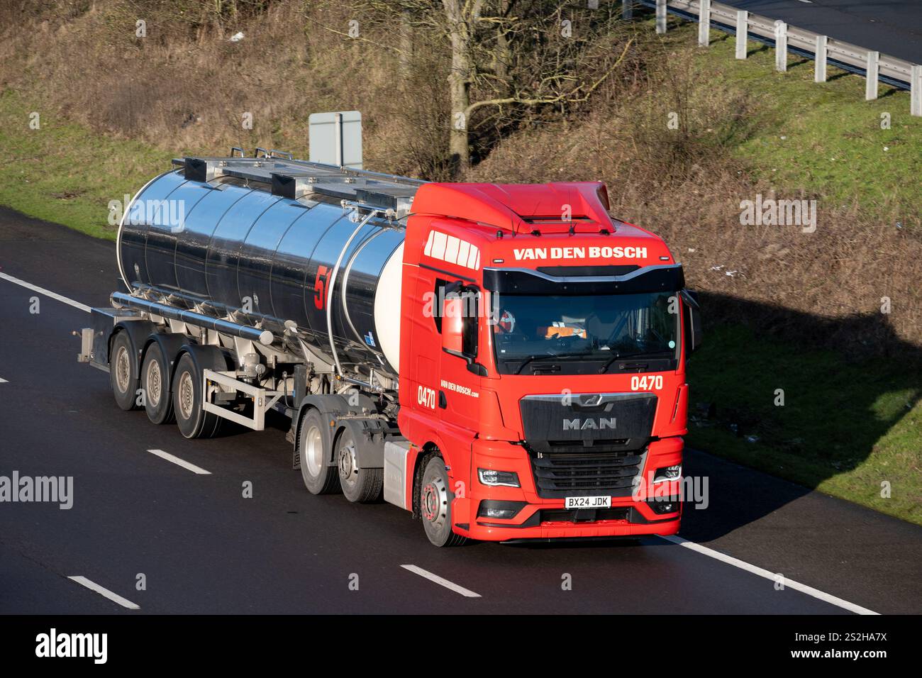 Van Den Bosch tanker lorry non the M40 motorway, Warwick, UK Stock ...