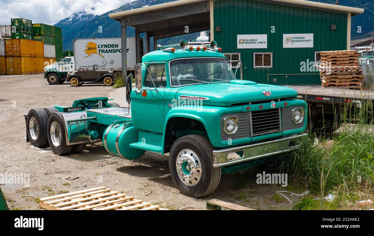 Skagway, Alaska, USA - July 23, 2019: Retro truck of Ford F-850 parked ...