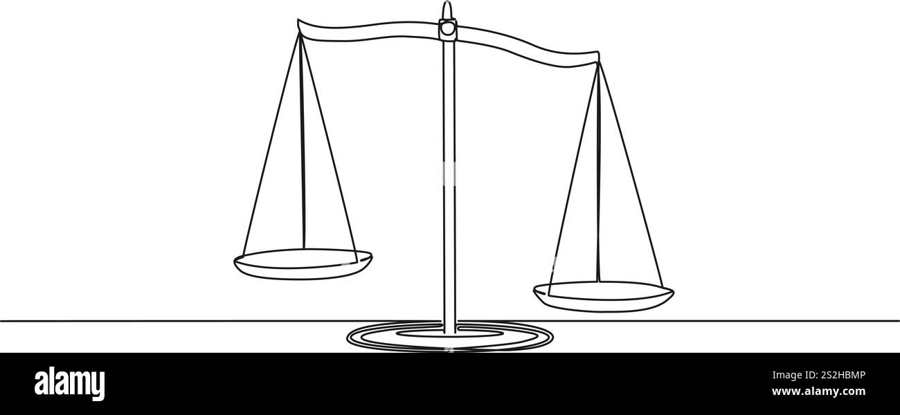 continuous single line drawing of weight scales, line art vector ...