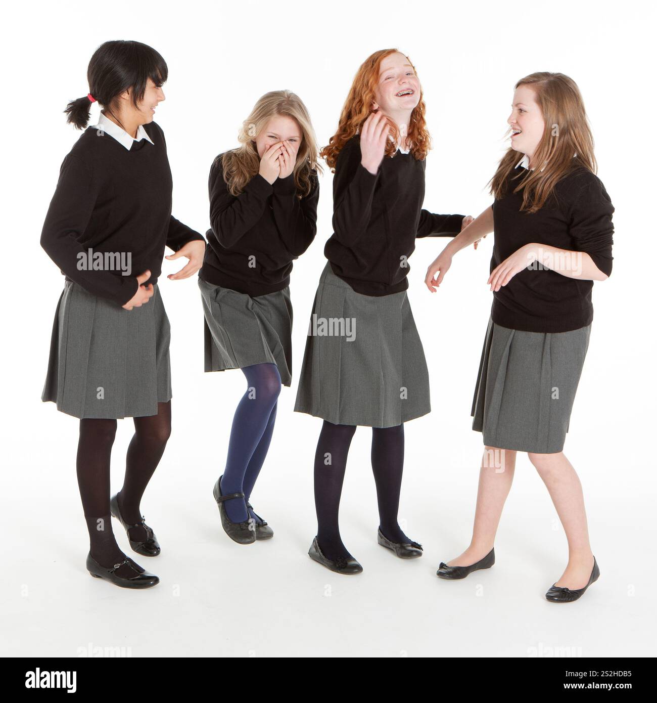 Early Teenage Students: Girl Friends. A candid and carefree group of ...