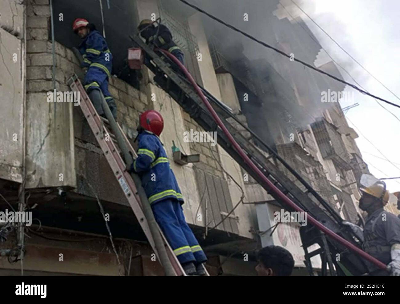 View of site after fire broke out incident at private factory building ...