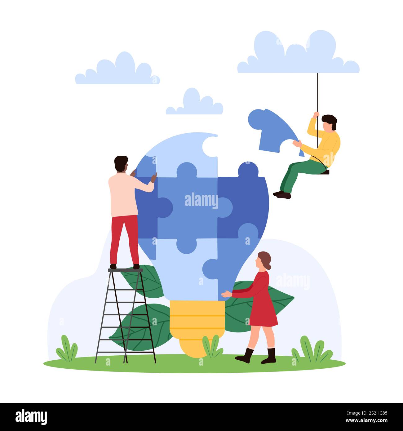 Team brainstorm on smart solution to problem, teamwork challenge of ...