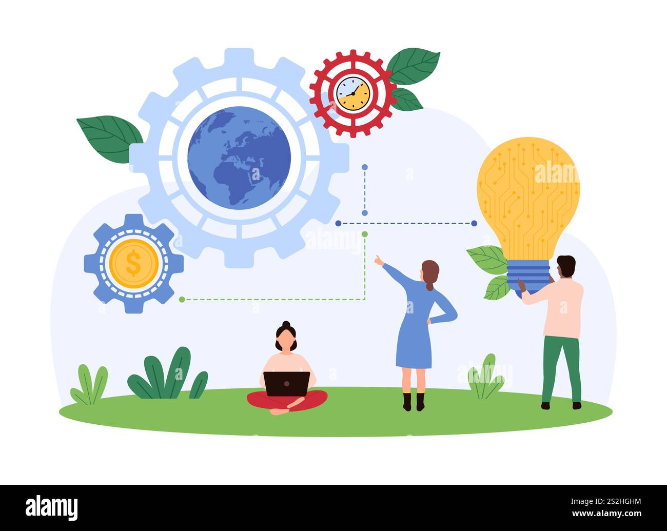 Global innovation, project development, machine learning. Tiny people ...