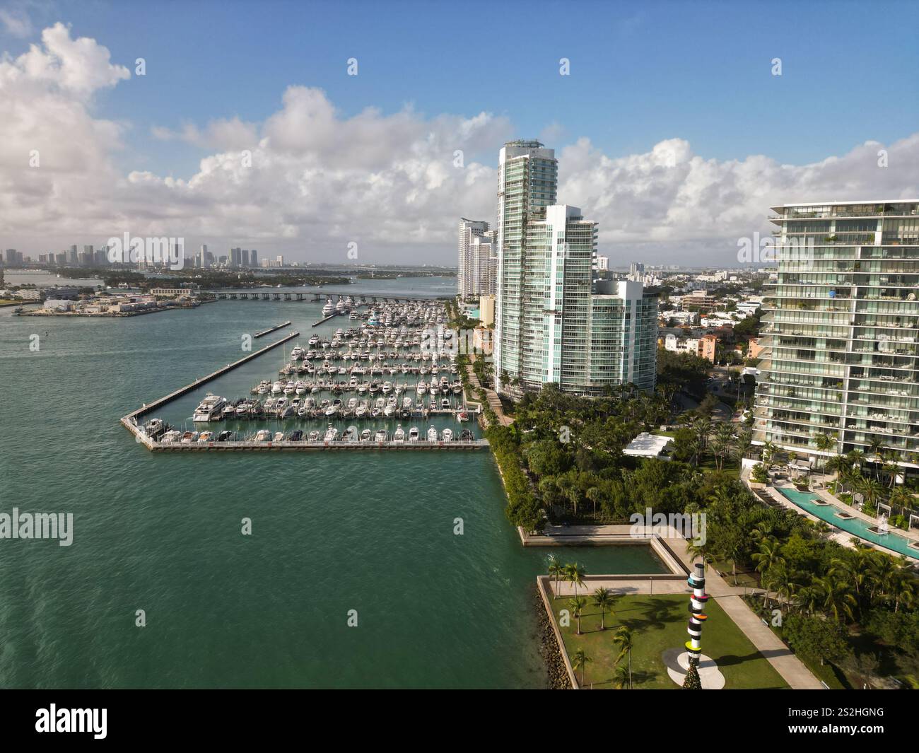 Yacht club. Marina in Miami, Florida. Biscayne bay. Downtown Miami ...