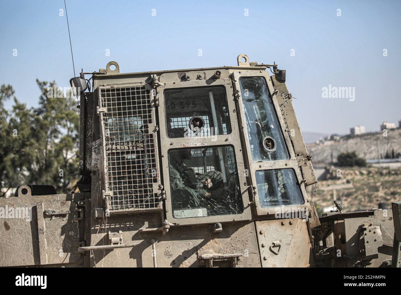 Jenin, Palestine. 07th Jan, 2025. Israeli military vehicle surround the ...