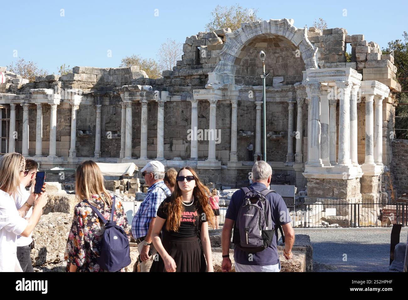 Monumental Fountain, Nymphaeum, Side, Turkey Stock Photo - Alamy