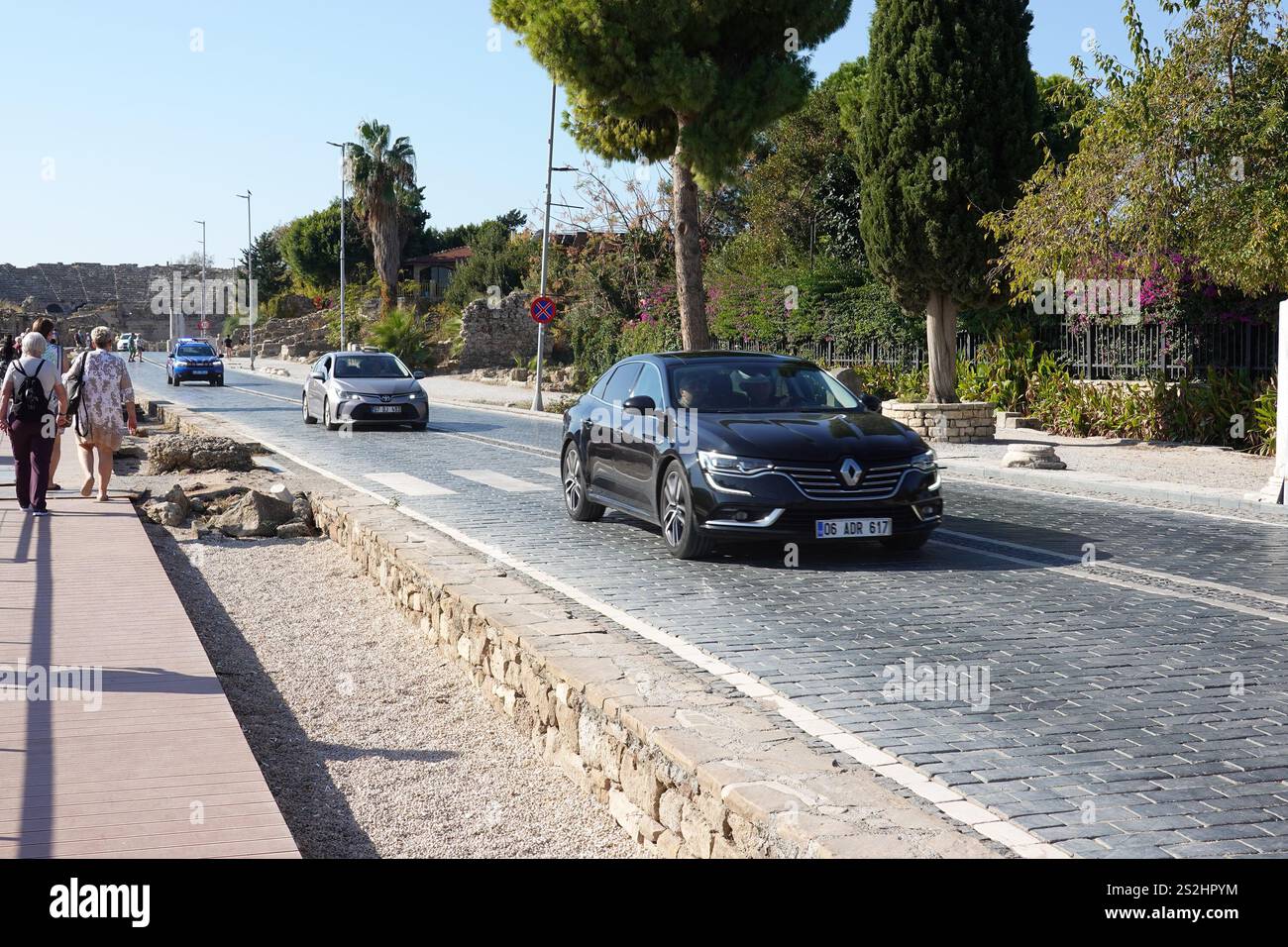 Modern road built through ancient city of Side, Turkey Stock Photo - Alamy