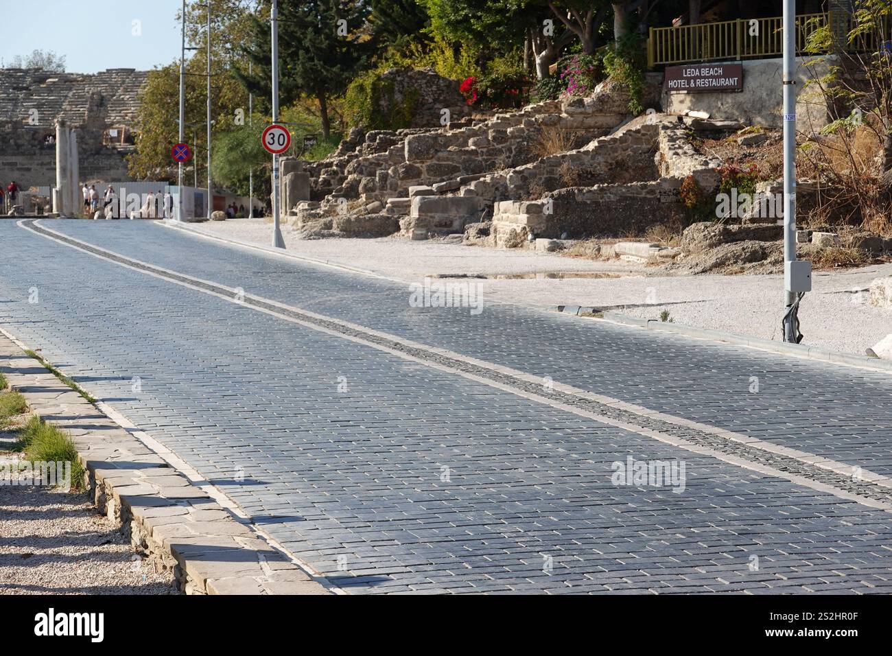 New road built on top of ancient road in Side, Turkey Stock Photo - Alamy