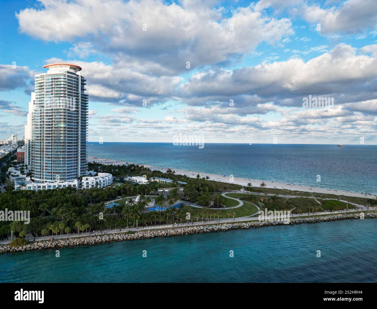 Aerial on Miami skyscraper. Aerial Miami south beach. Cityscape ...