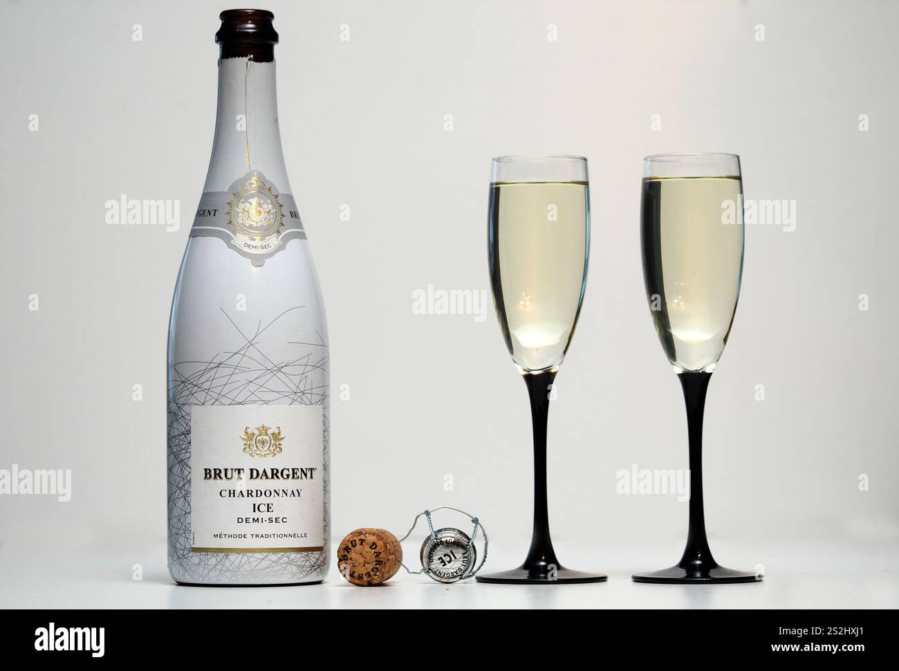 Germany. 07th Jan, 2025. In this photo illustration, Brut Dargent Chardonnay Ice Demi-Sec ...