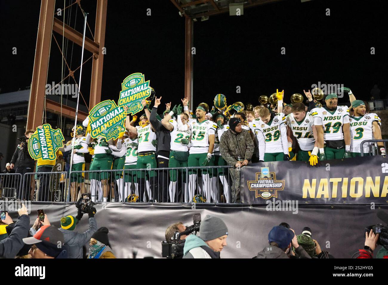 January 06, 2025: The North Dakota State Bison team celebrate winning ...