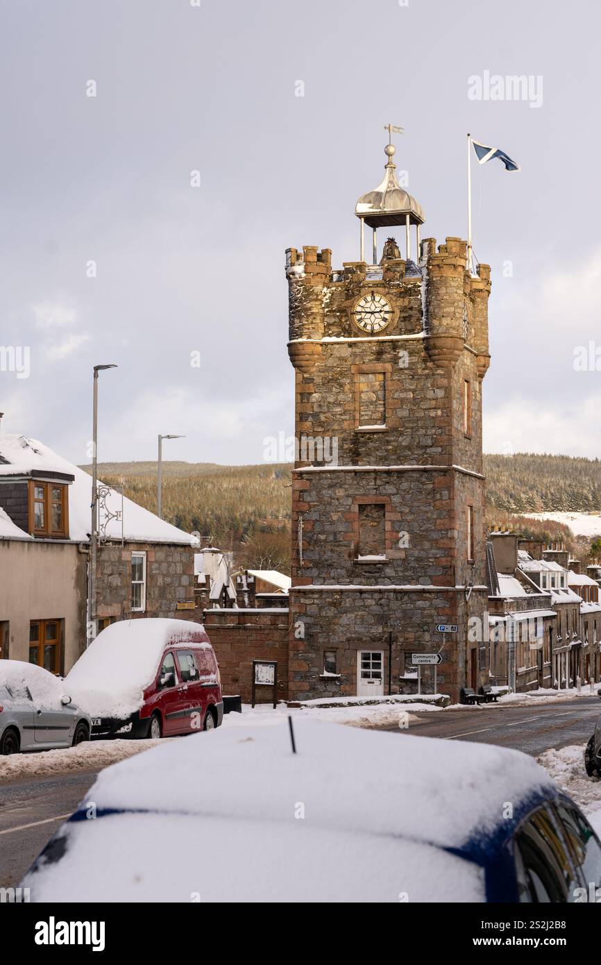 7 January 2025. Dufftown,Moray,Scotland. This is the view of the Clock ...