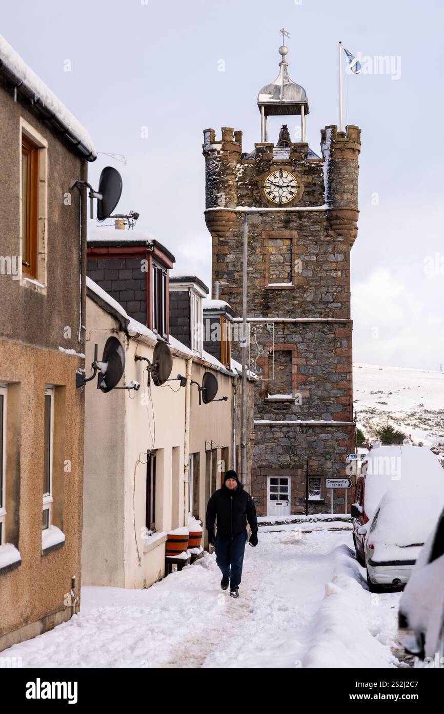 Dufftown, Moray, UK. 7th Jan, 2025. This is the view of the Clock Tower ...