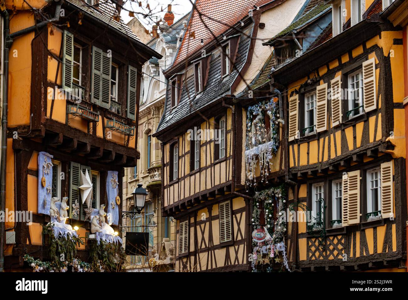 Building facades in Alsace during christmas period Stock Photo - Alamy