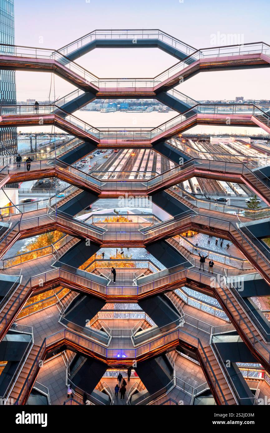Hudson Yards and The Vessel Looking up from inside the Vessel Midtown ...