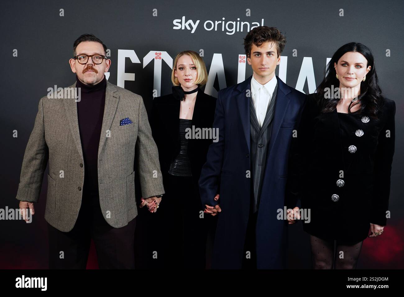 (left to right) Nick Frost, Maisie Ayres, Sebastian Croft and Aisling ...