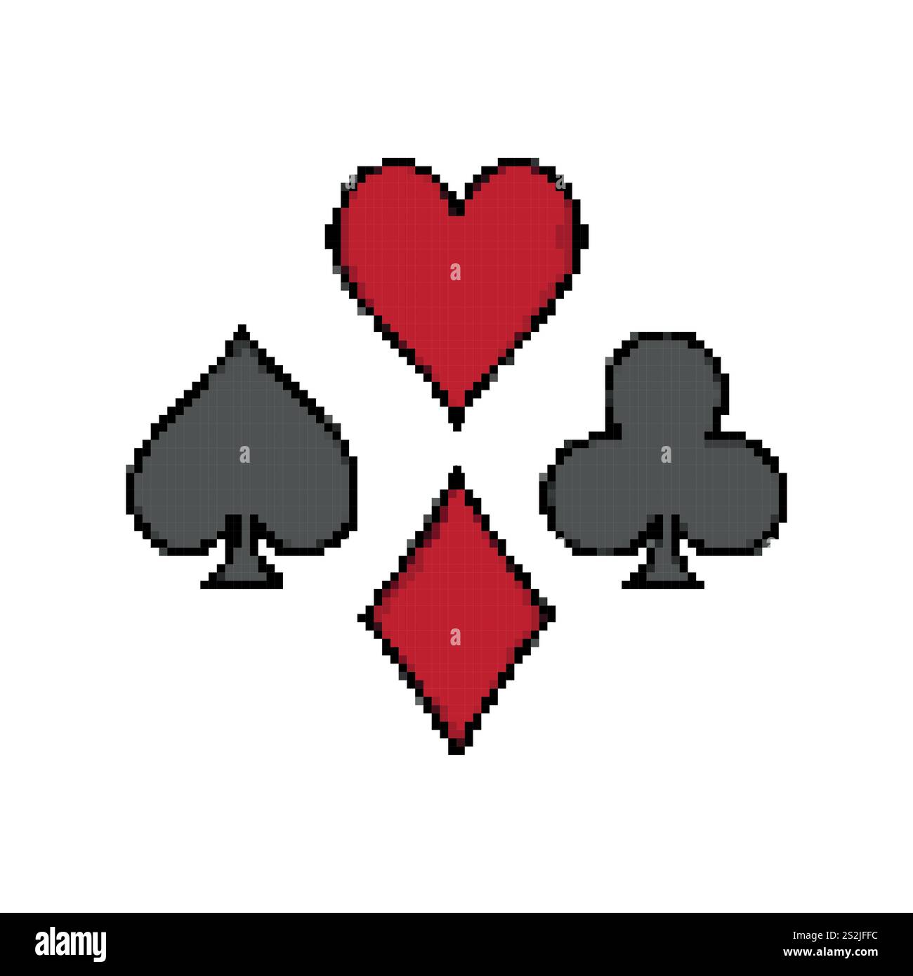 Pixel art playing card symbol set isolated on white background Stock Vector Image & Art - Alamy