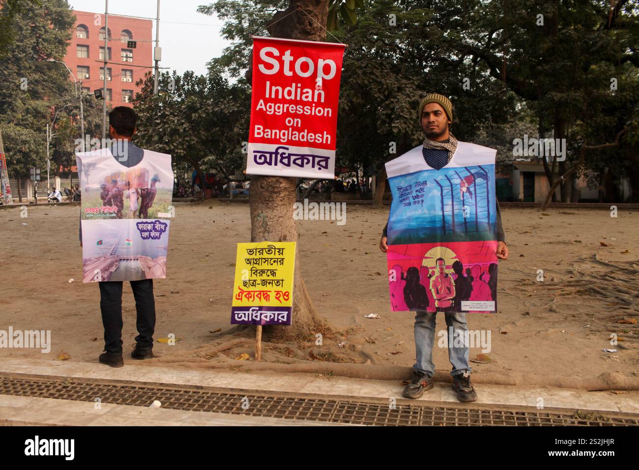 Dhaka, Dhaka, Bangladesh. 7th Jan, 2025. An activist holds a banner on ...