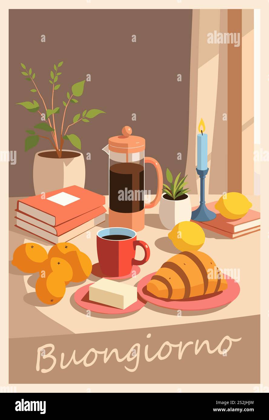 Breakfast still life art, Good Morning poster Stock Vector Image & Art ...