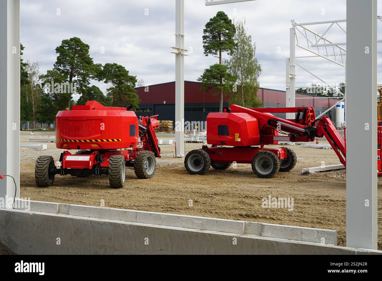 Modern self propelled construction hydraulic lifts on modern metal ...