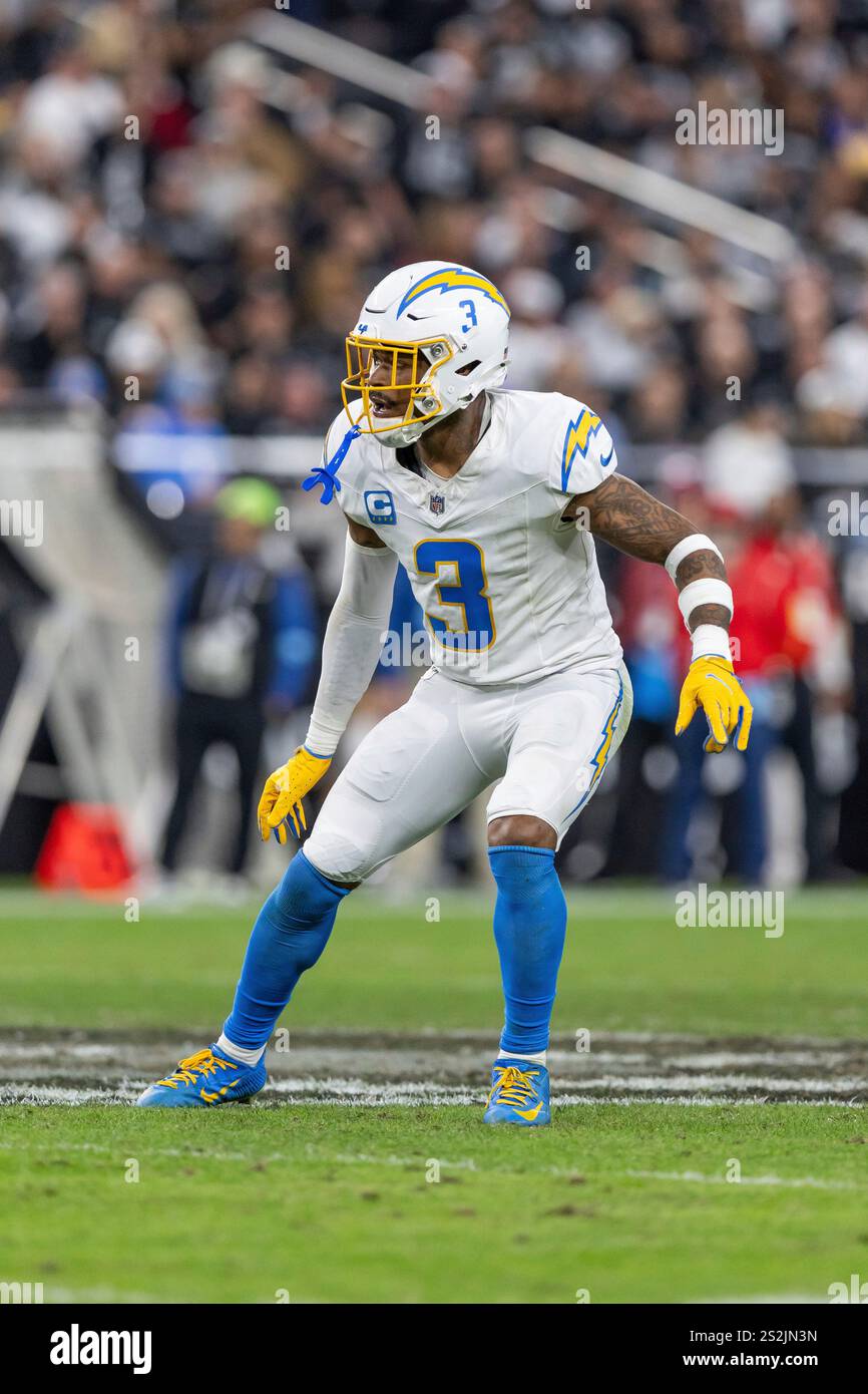 Los Angeles Chargers safety Derwin James, Jr. (3) against the Las Vegas ...