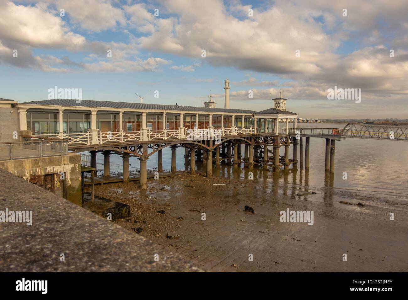 The town pier gravesend at low tide. The oldest iron pier in the world ...