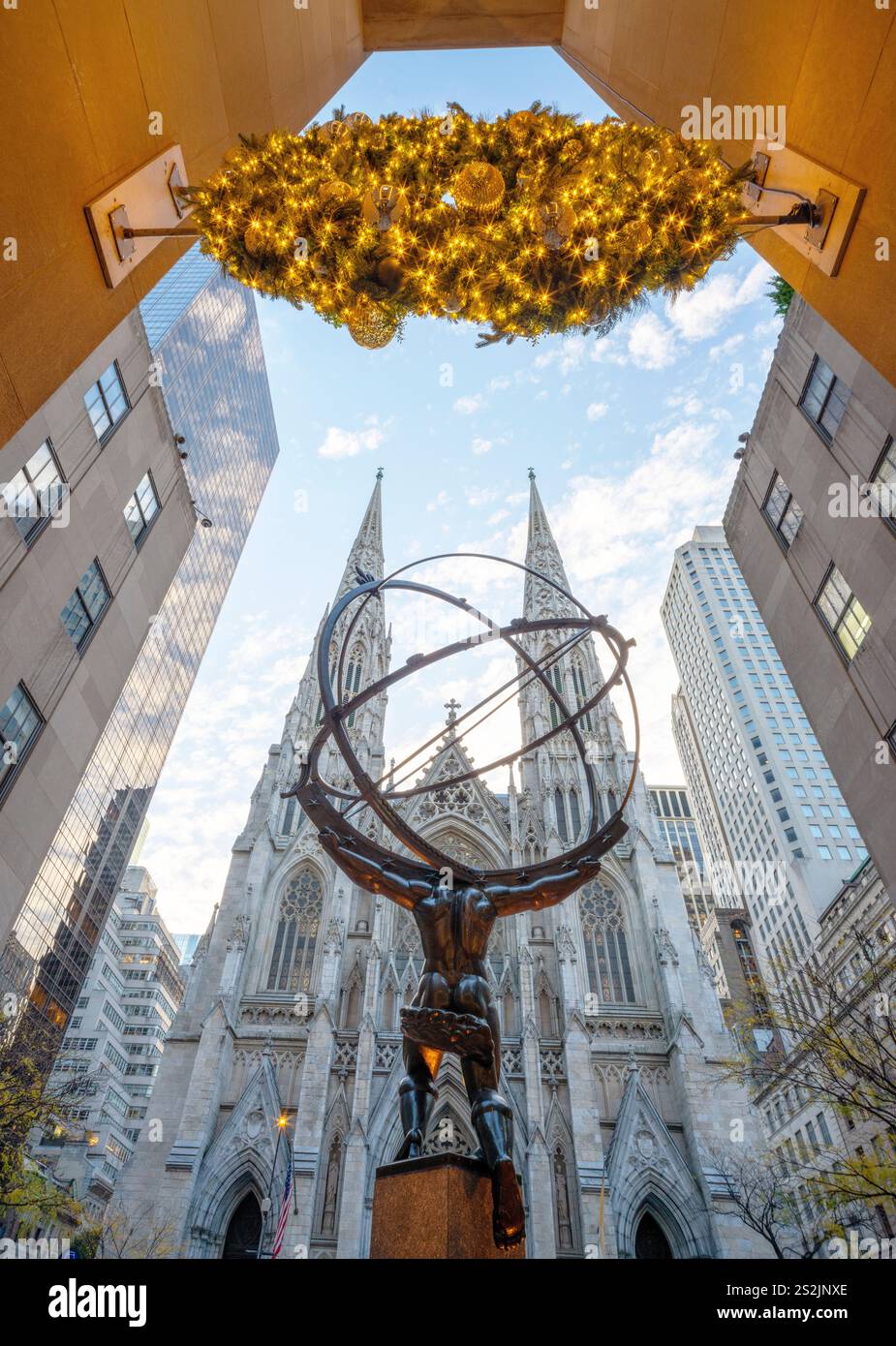 St Patricks Cathedral and Atlas Statue Manhattan, New York City New ...