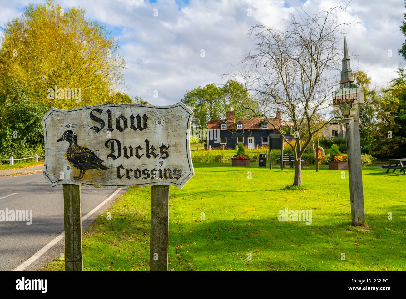 Duck pond sign in Blackmore Essex Stock Photo - Alamy