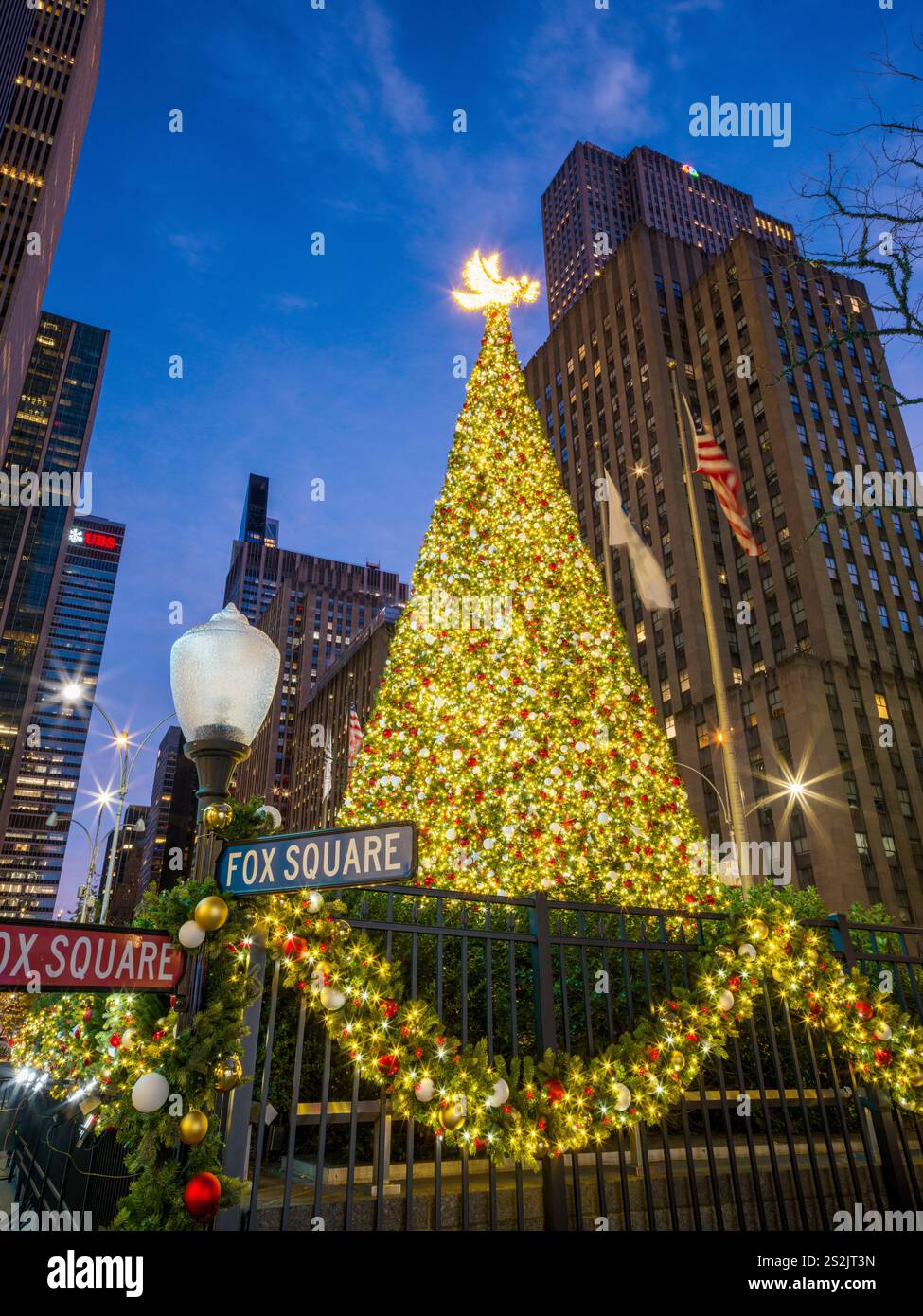Fox News Tv Station and the all american Christmas tree at Fox Square ...