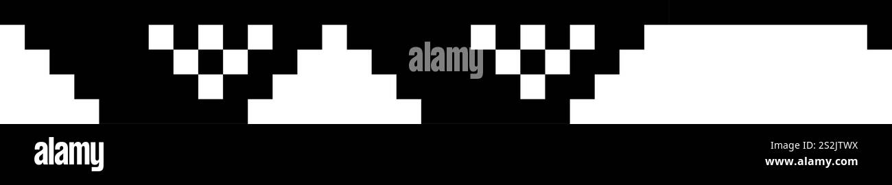 Funny Pixelated Sunglasses. Simple Linear Illustration of 8-bit Black ...