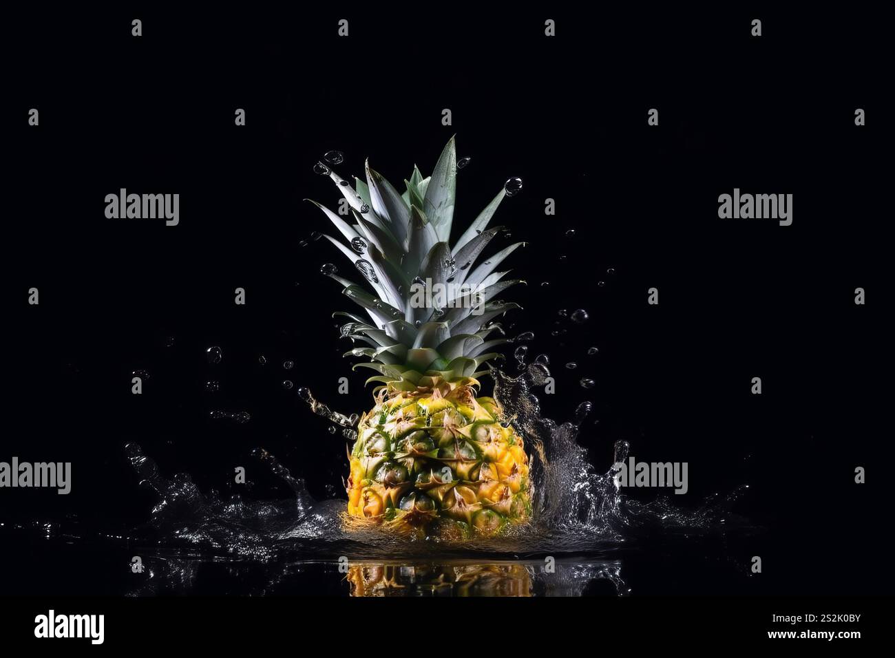 Pineapple on black background. Fruit with water drops. Generate Ai Stock Photo - Alamy