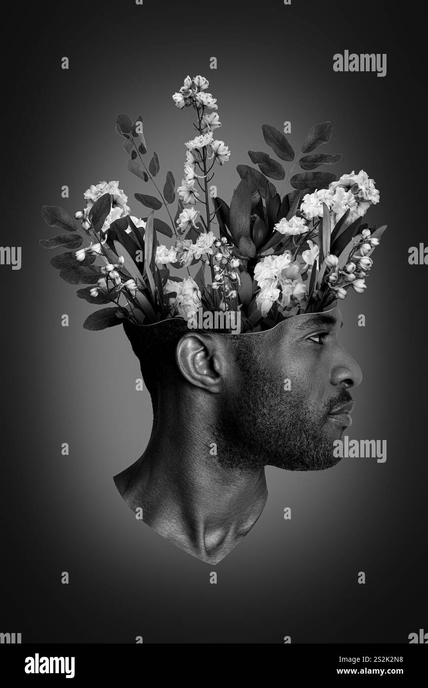 Banner poster collage of masculine young guy nature god have tropical ...