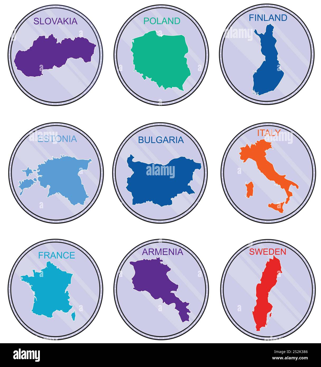Countries of the world on coins. Set. Earth map derived from: http ...