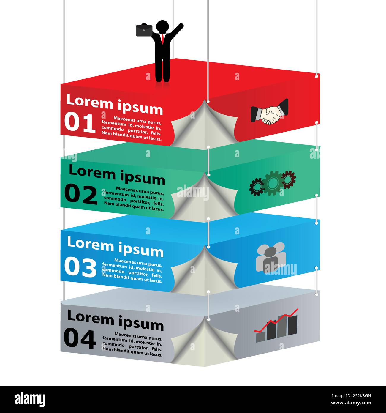 3D suspended platforms with icons for business ideas. Presentations ...