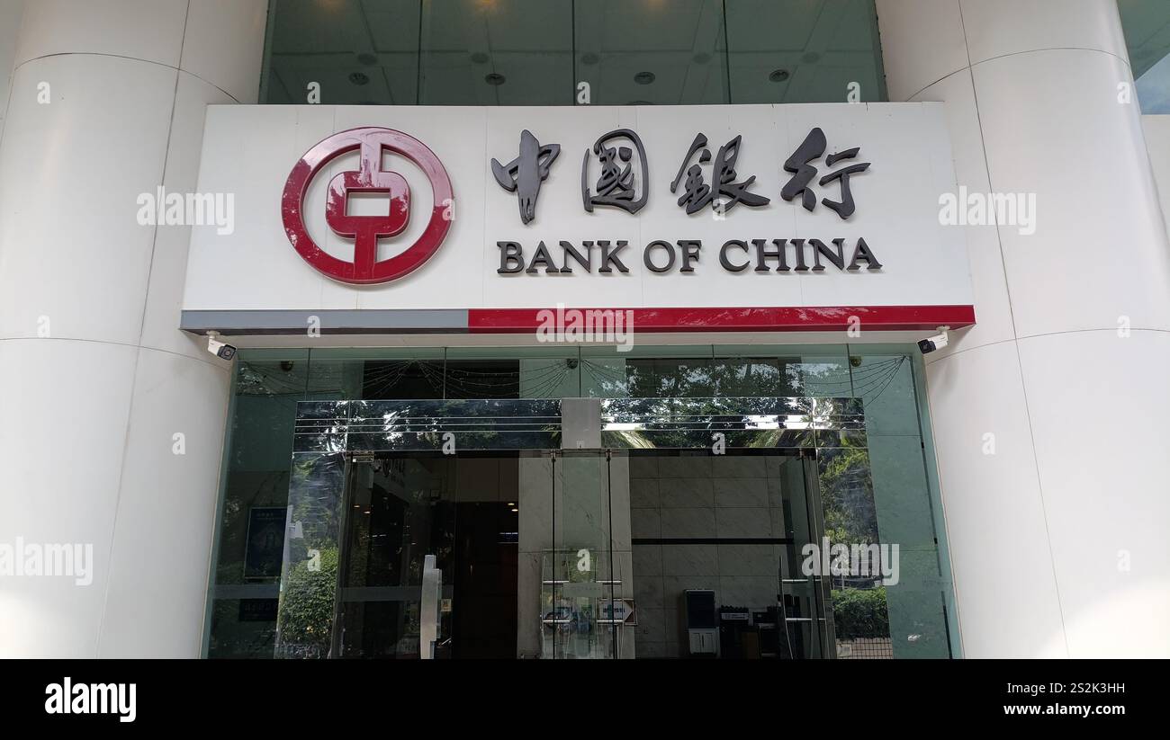 Canton, China - 21st October 2024. Bank of China logo in front of ...