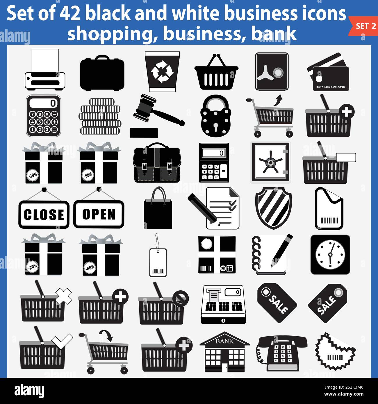 Vector set of beautiful black and white business icons. EPS 10 Stock ...