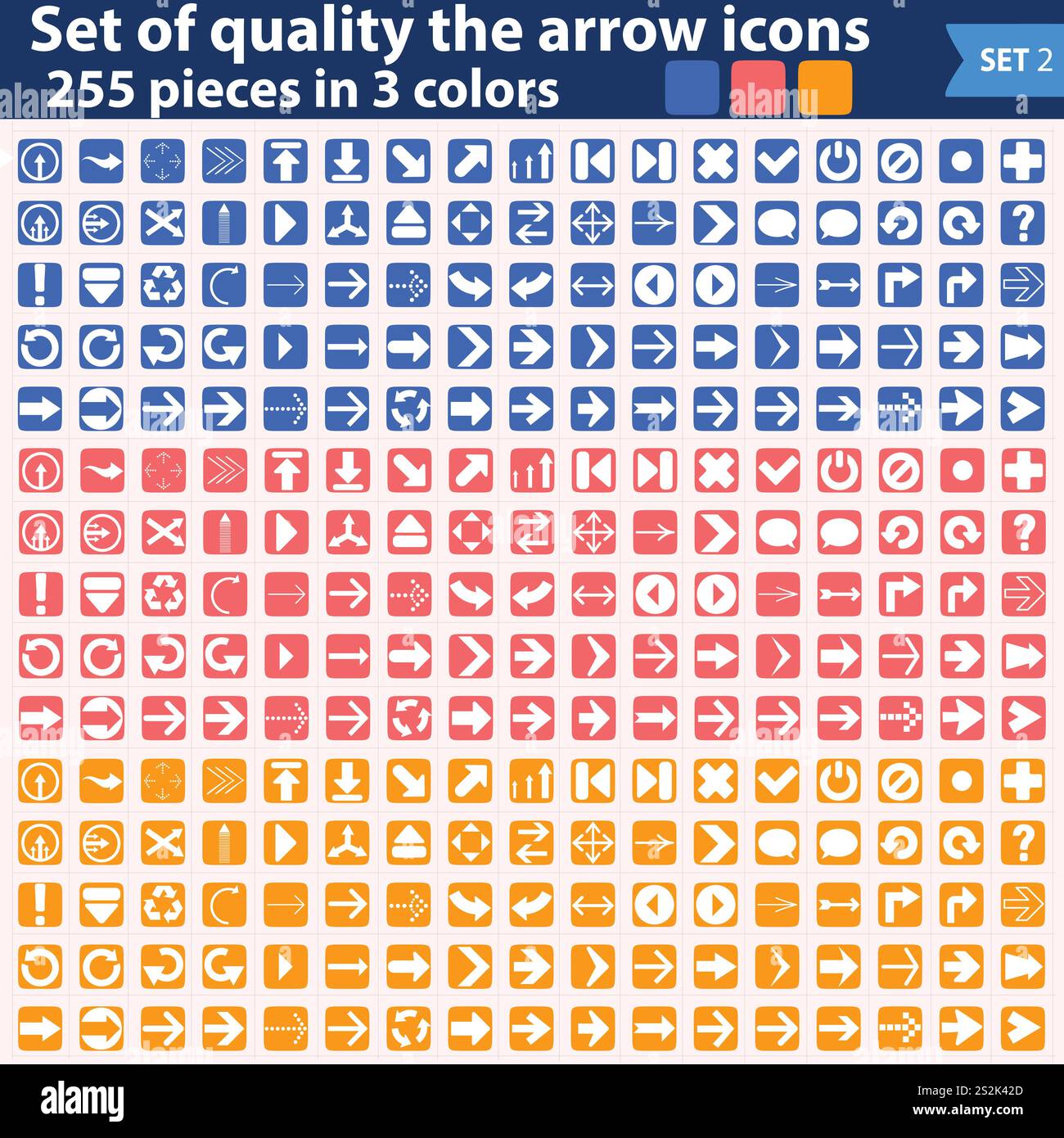 Vector large set of white icons pointing in three colors. EPS10. easy to edit and change colors ...