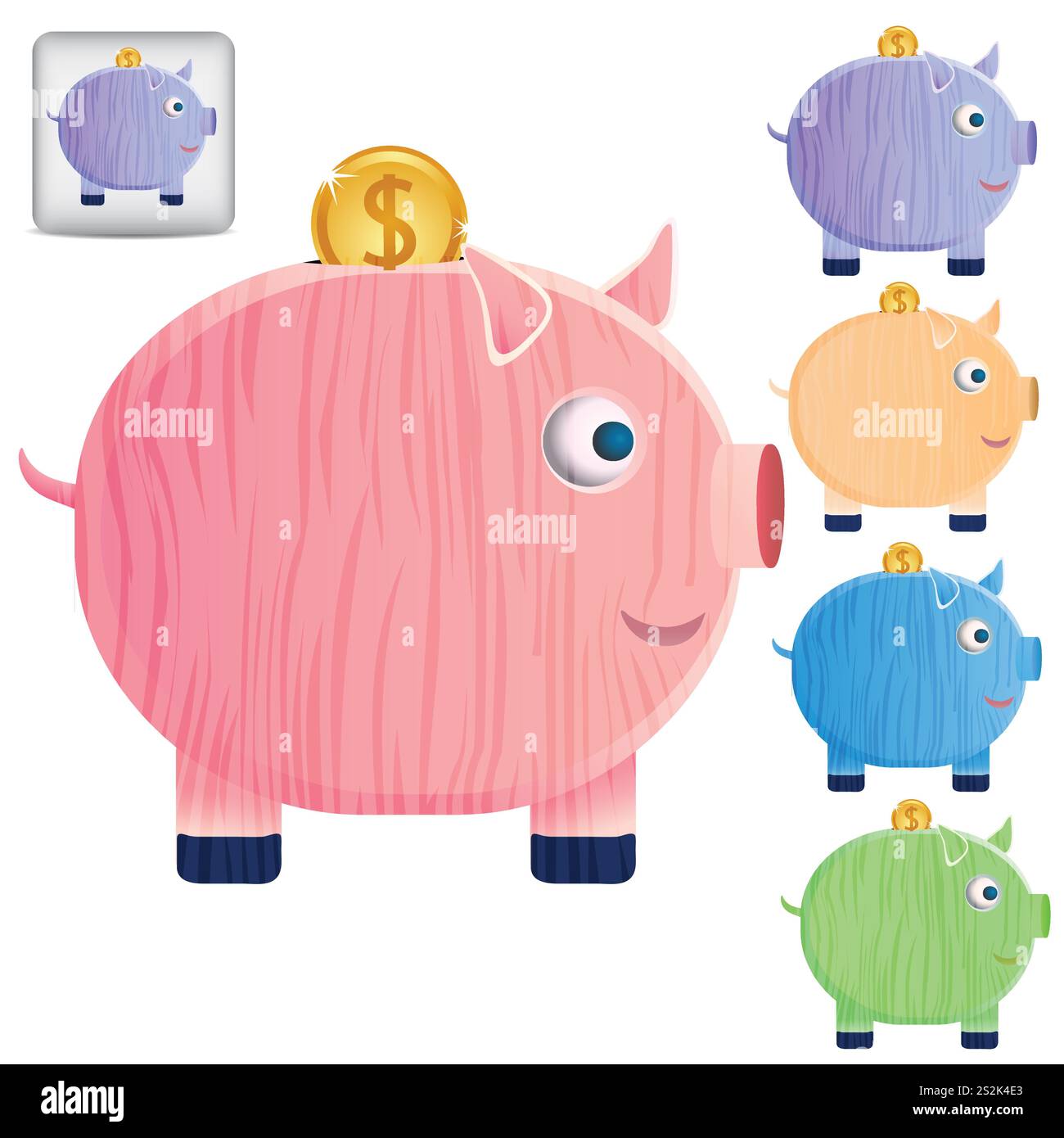 Vector set of beautiful piggy banks. EPS 10 Stock Vector Image & Art ...