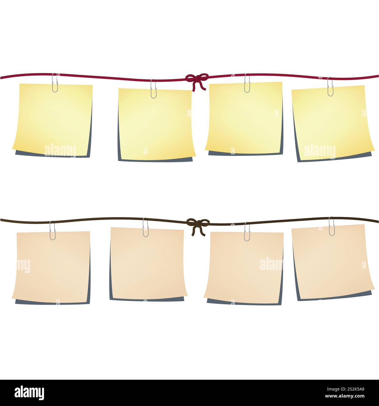 Set of note-papers on the rope. EPS 10 Stock Vector Image & Art - Alamy