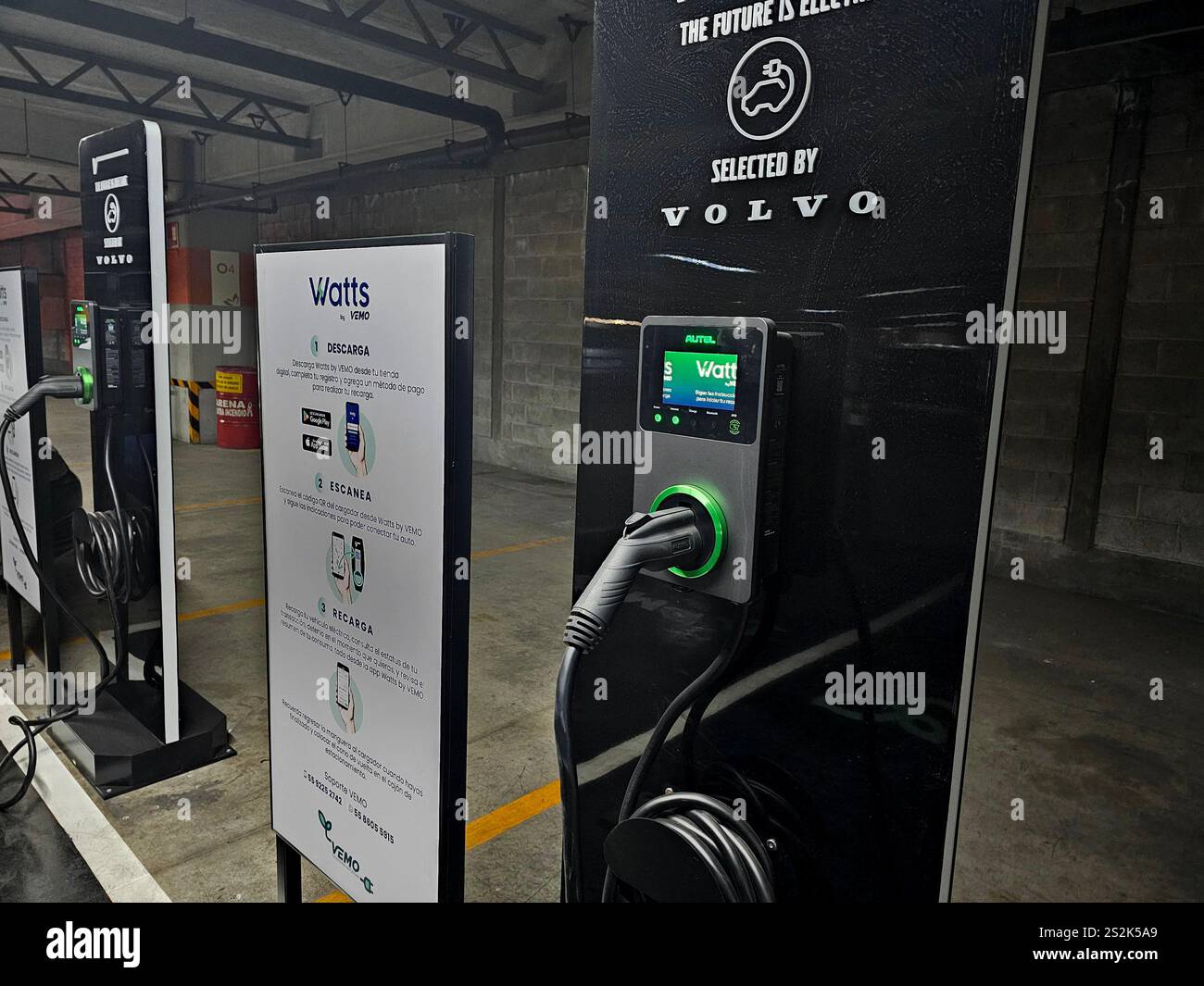 Mexico City, Mexico - May 28 2024: Public charging station for electric vehicles VEMO Charging ...