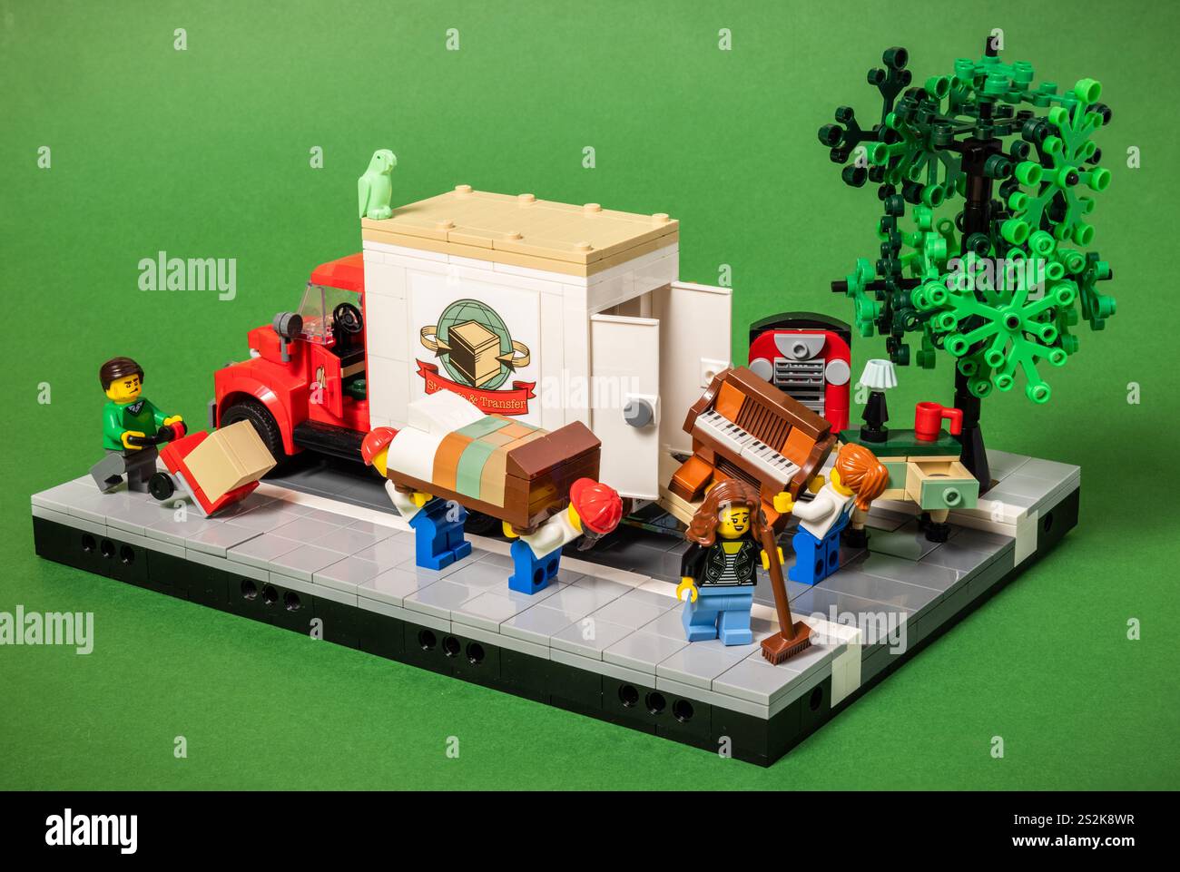 LEGO sculpture of a house move Stock Photo - Alamy