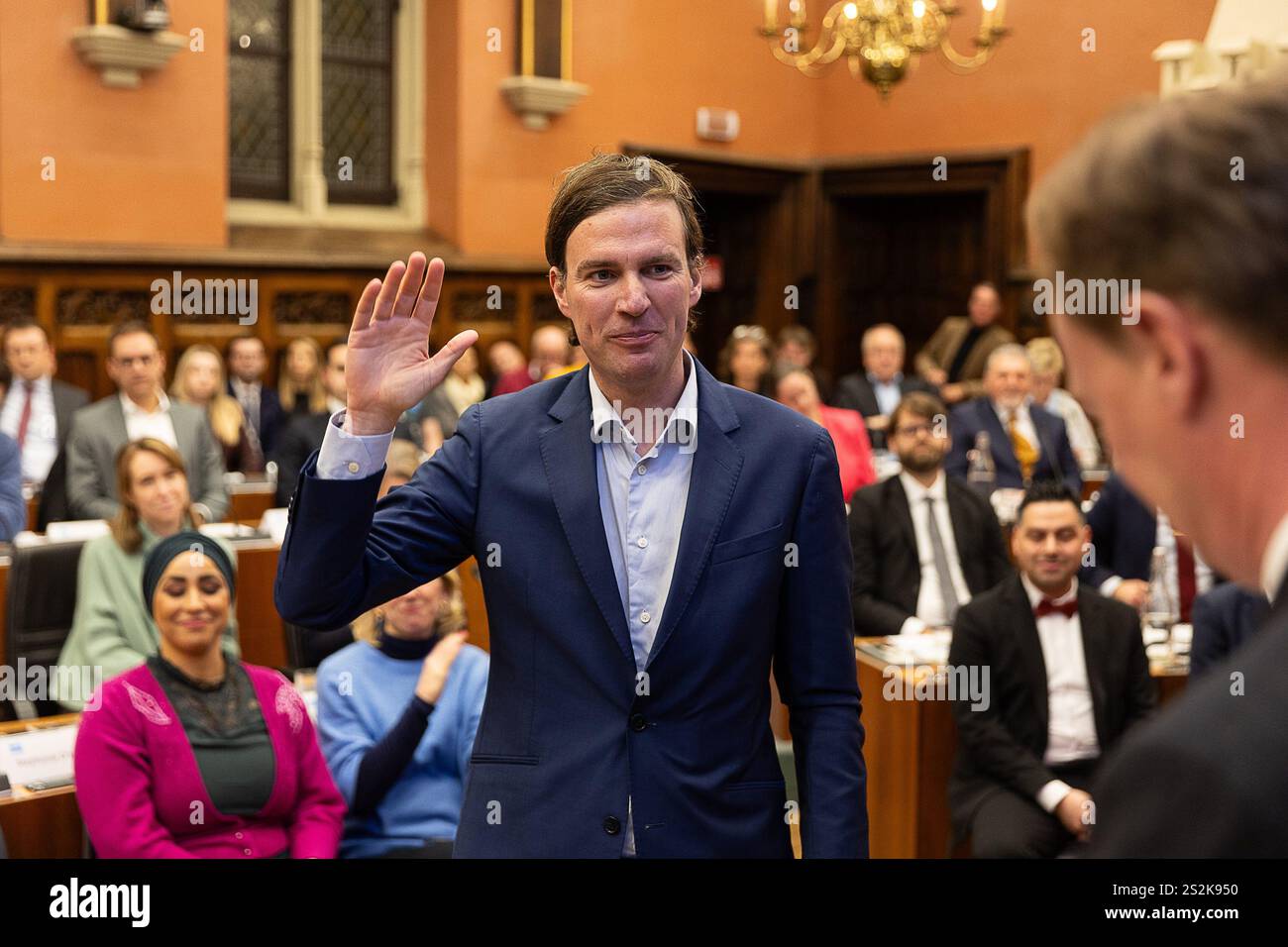 Gent, Belgium. 07th Jan, 2025. Gent Mayor Mathias De Clercq takes the ...