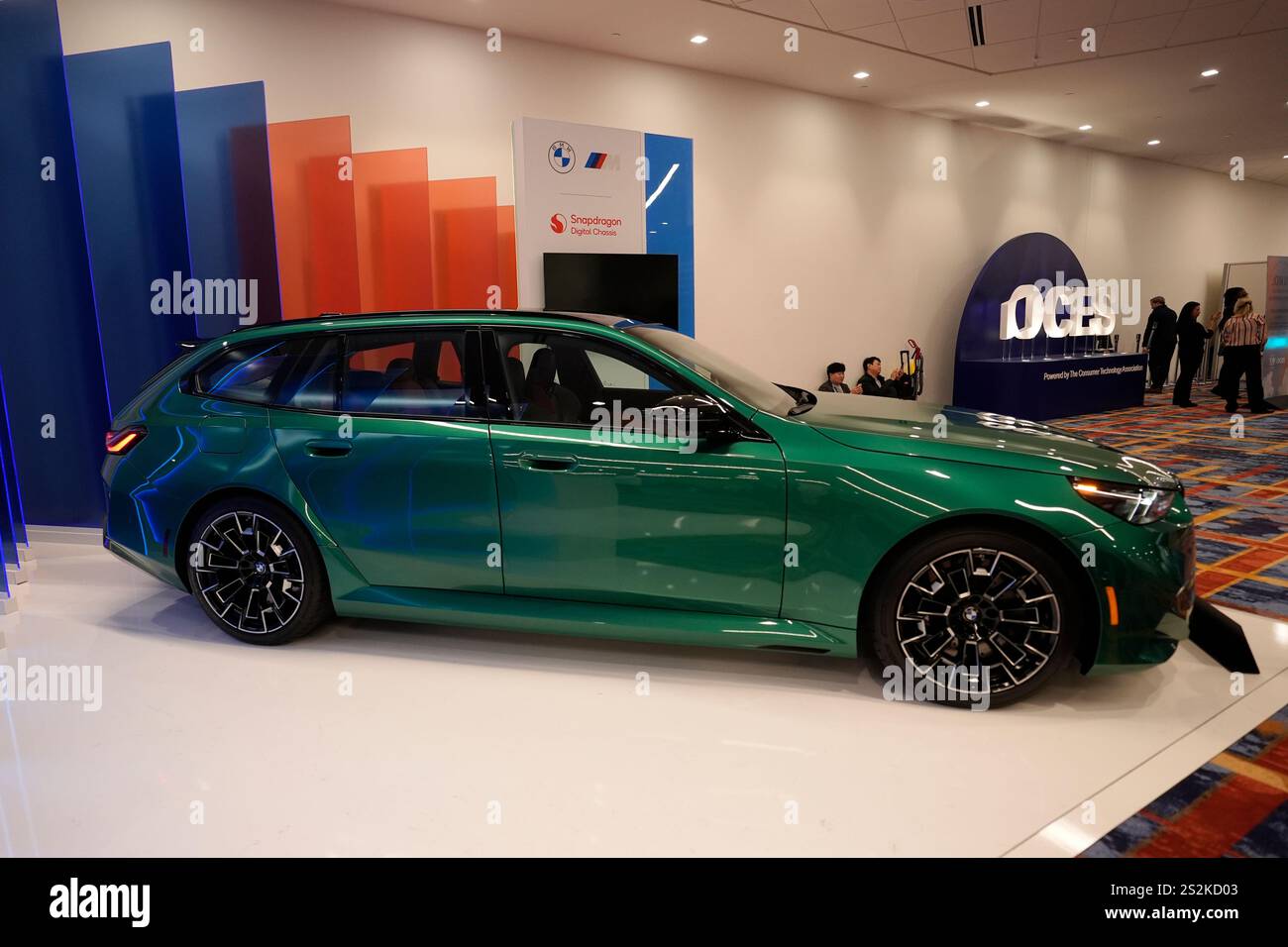 A BMW M5 Touring is displayed at a BMW booth during of the CES tech ...